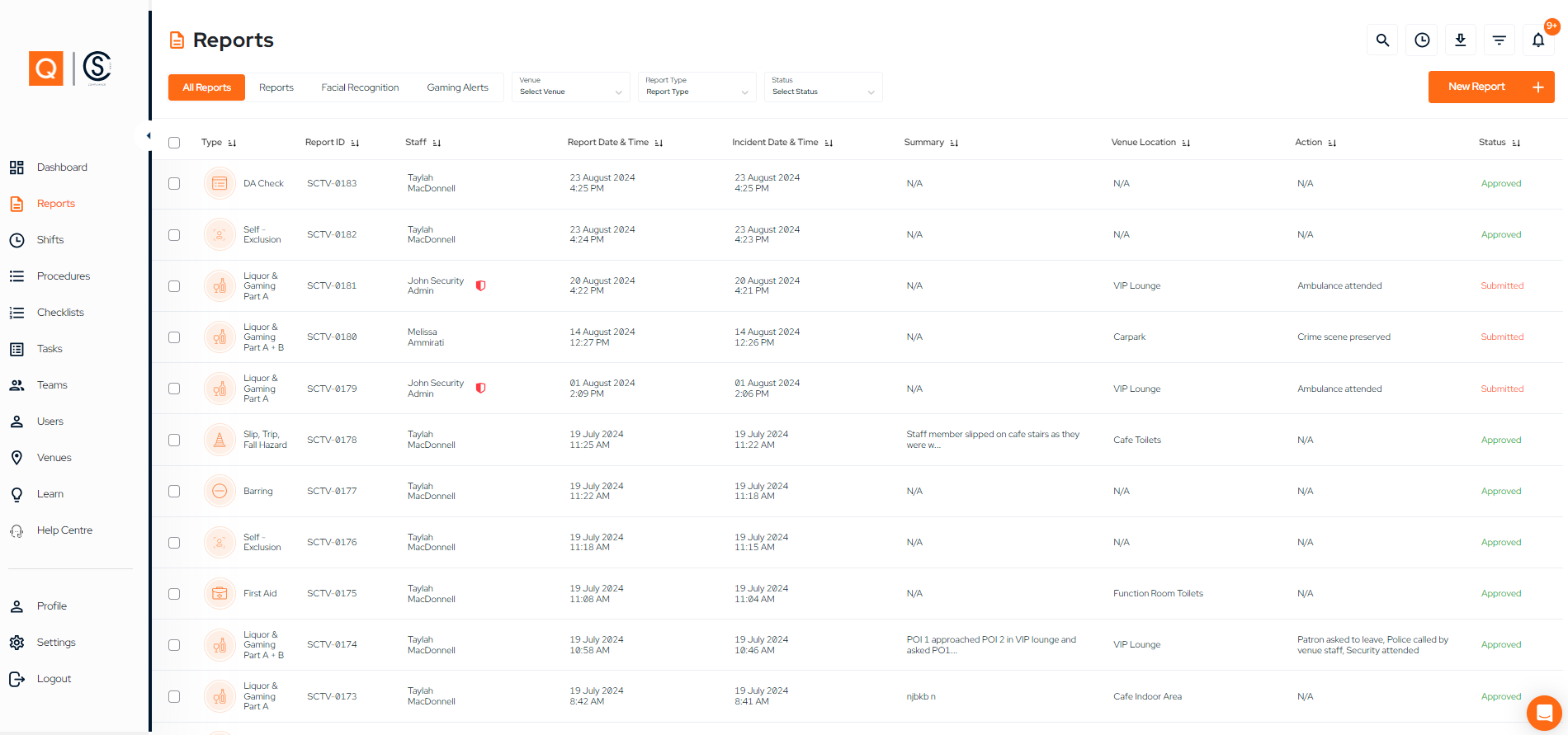 Exporting an incident report (Web)